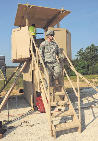 Lightweight, rapidly deployed guard tower with small arms and blast ...